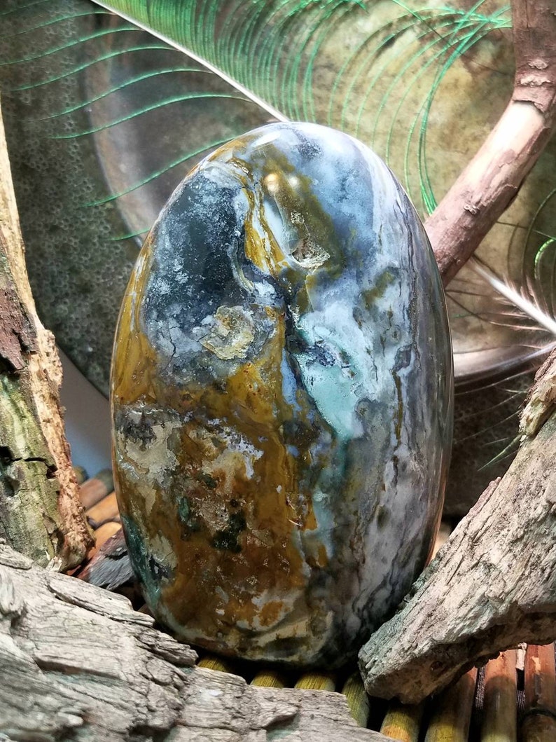 Blue Ocean Jasper Crystal Geode Druzy Natural Stone Free Form - Etsy