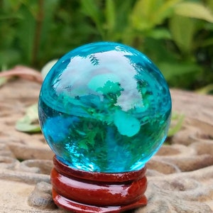 Ocean Blue Glass Crystal Ball Stand 40mm Divination Gazing Sphere ...