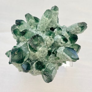 Large Green Quartz Crystal Cluster Ghost Phantom Rare W/stand Mineral ...
