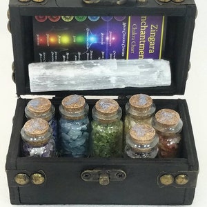 9pc Chakra Bottle Gemstone Chip Kit Crystal Set Raw Gemstone Treasure ...