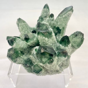 Large Green Quartz Crystal Cluster Ghost Phantom Rare W/stand Mineral ...
