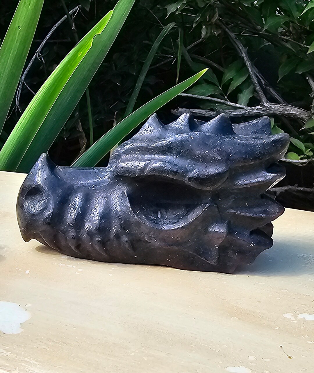 Large Black Astrophyllite Dragon Skull Crystal: Healing, Reiki, Chakra ...