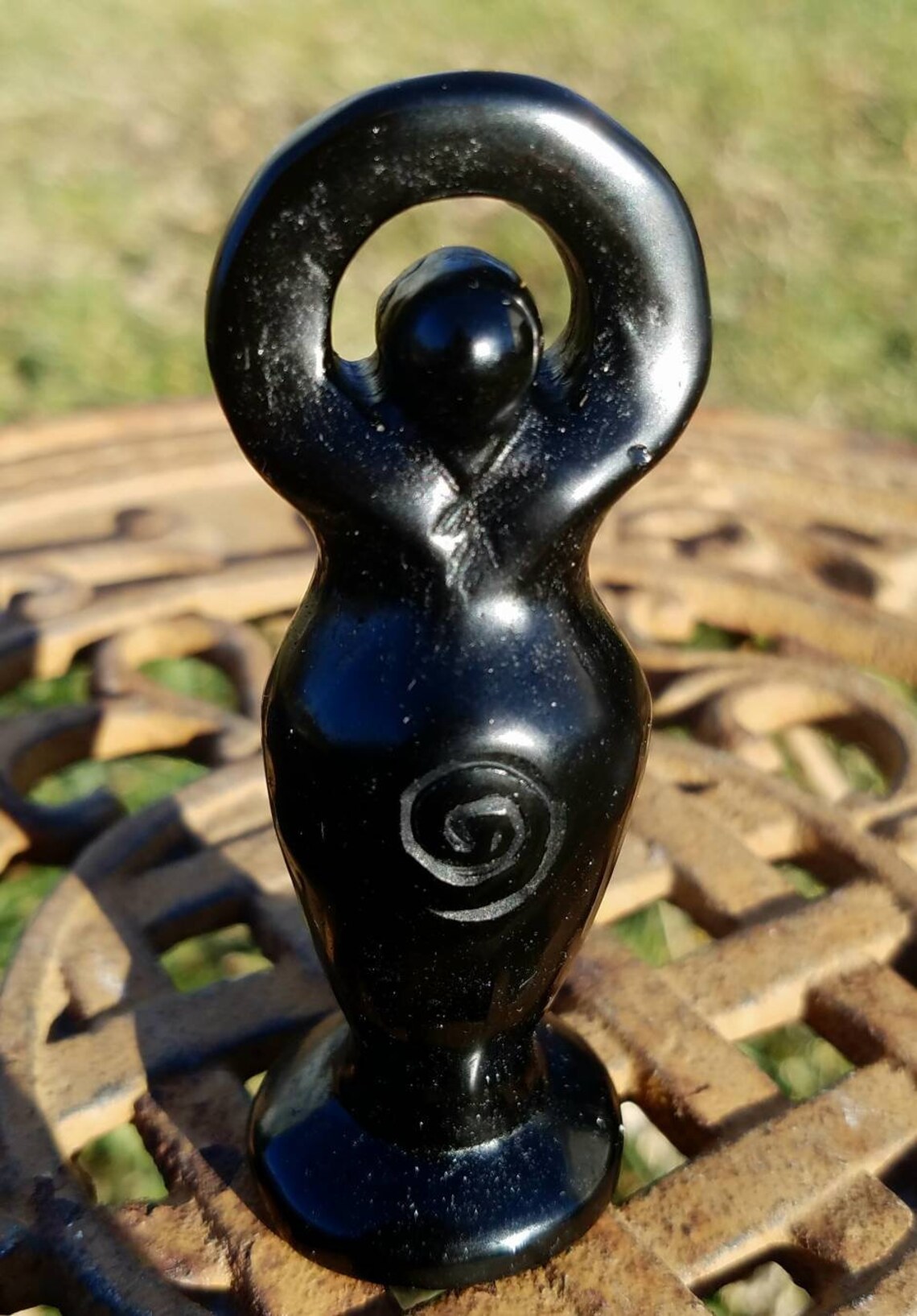 Black Obsidian Gaia Goddess Statue Figurine Crystal Hand | Etsy