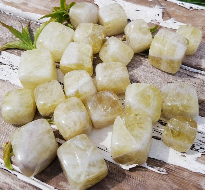 Citrine Crystal Cube Square Palm Stone Tumble Rainbow Portal - Etsy