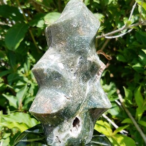 Ocean Jasper Flame Statue Geode Vug Natural Hand Made Carved Stone Sea ...