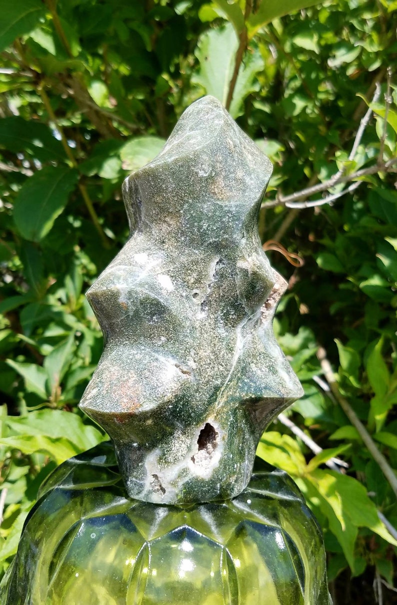 Ocean Jasper Flame Statue Geode Vug Natural Hand Made Carved | Etsy