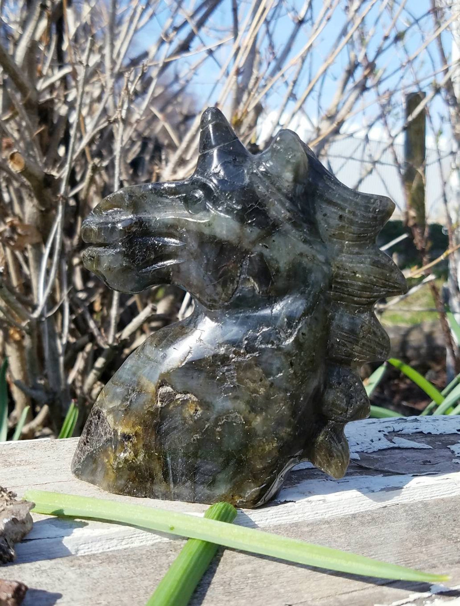 Unicorn Statue Labradorite Stone Large Hand-Carved Animal | Etsy