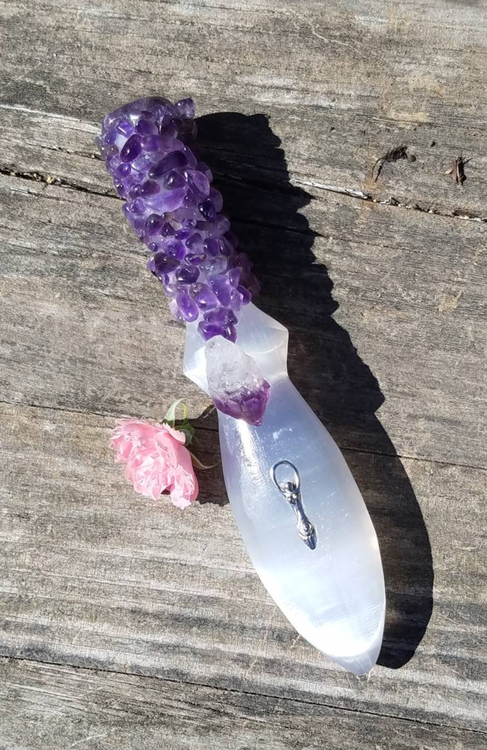 Athame Knife Hand Made Amethyst Selenite Terahertz Dagger - Etsy