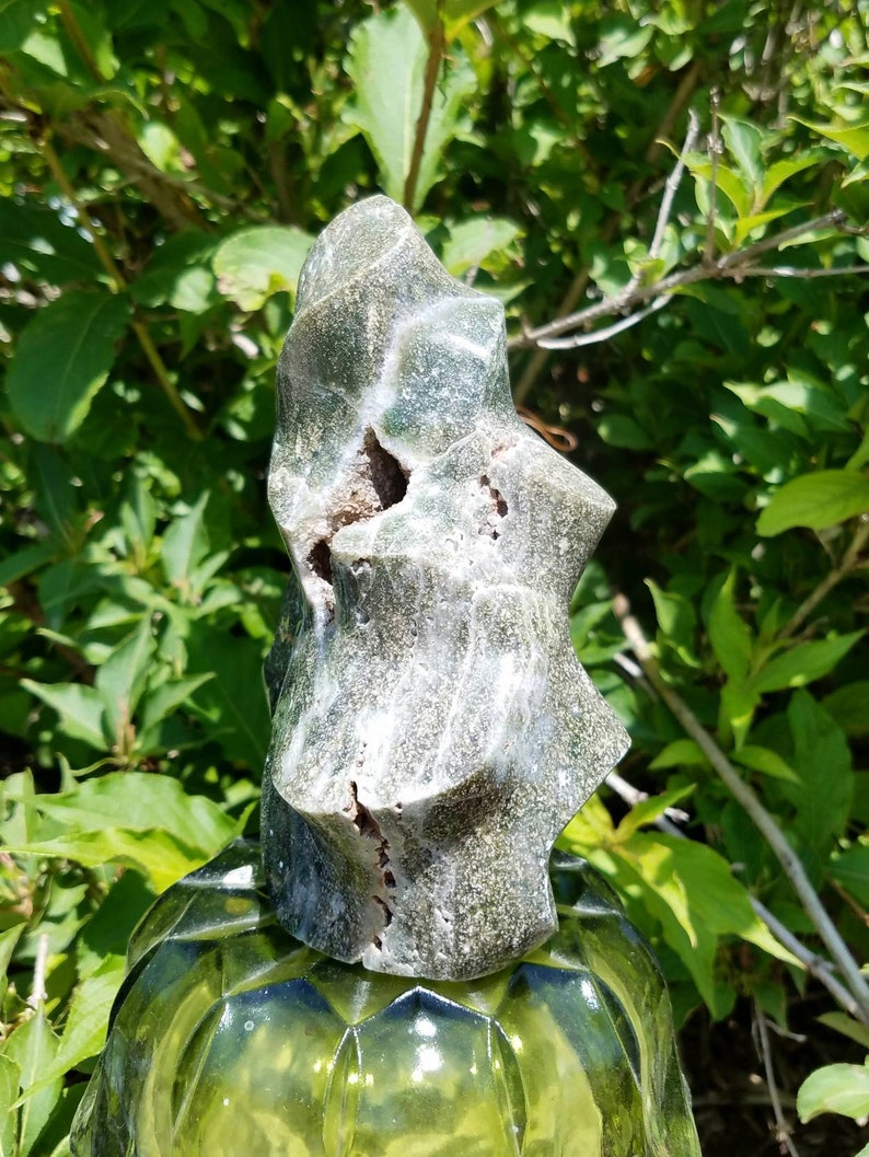 Ocean Jasper Flame Statue Geode Vug Natural Hand Made Carved | Etsy