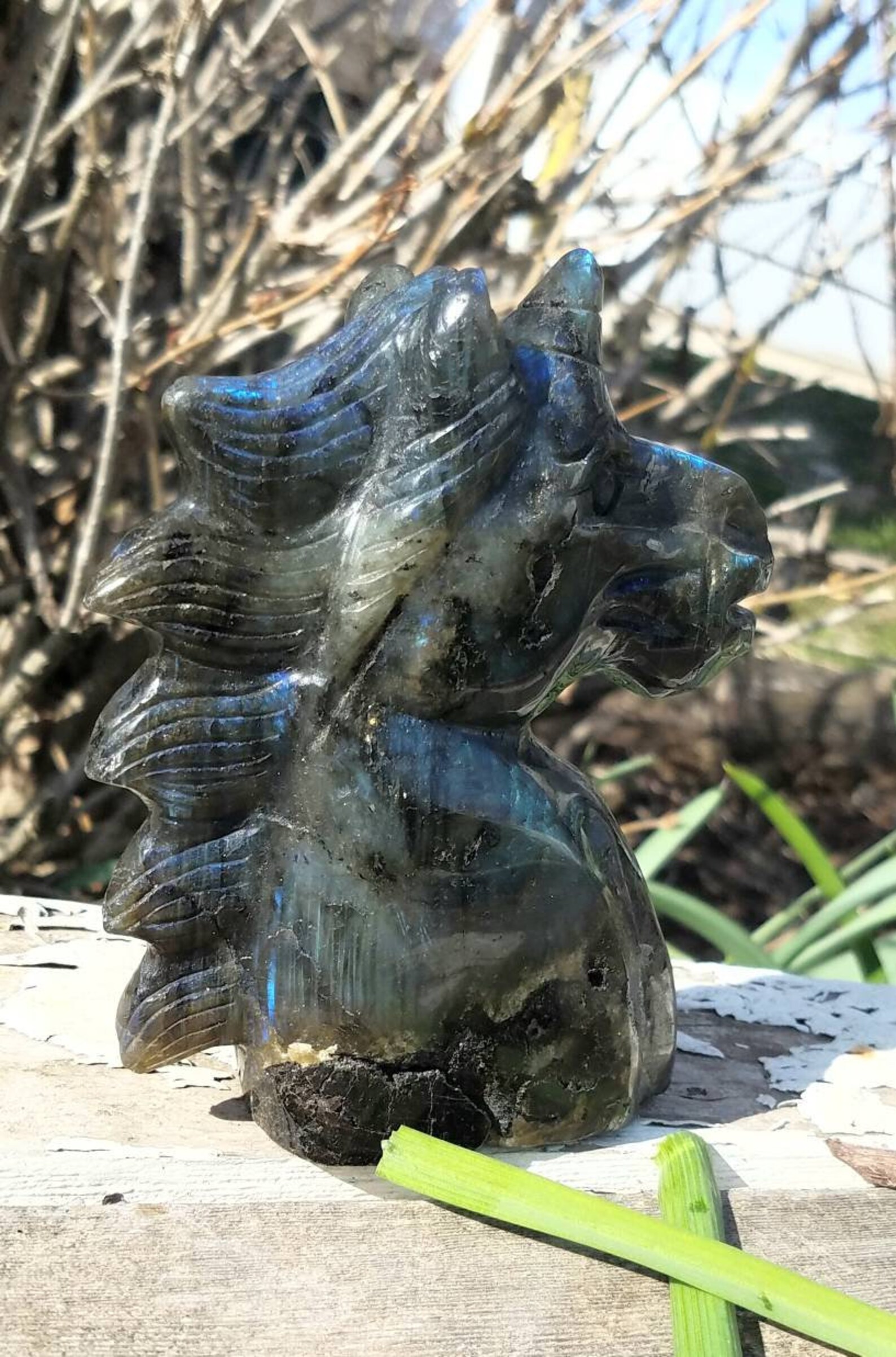 Unicorn Statue Labradorite Stone Large Hand-Carved Animal | Etsy