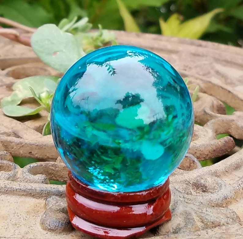 Ocean Blue Glass Crystal Ball Stand 40mm Divination Gazing | Etsy