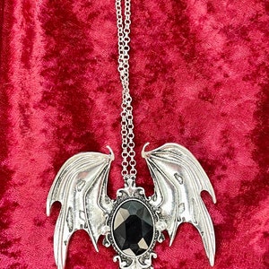 Large Gothic Bat Necklace Silver Pagan Wicca Witch Charm Pendant ...