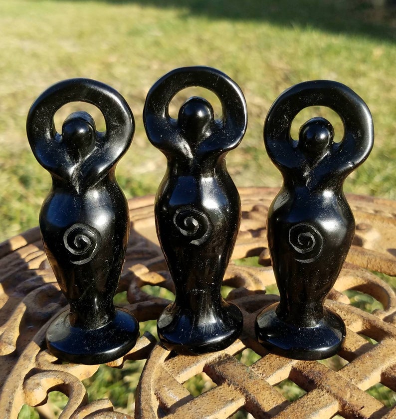Black Obsidian Gaia Goddess Statue Figurine Crystal Hand | Etsy