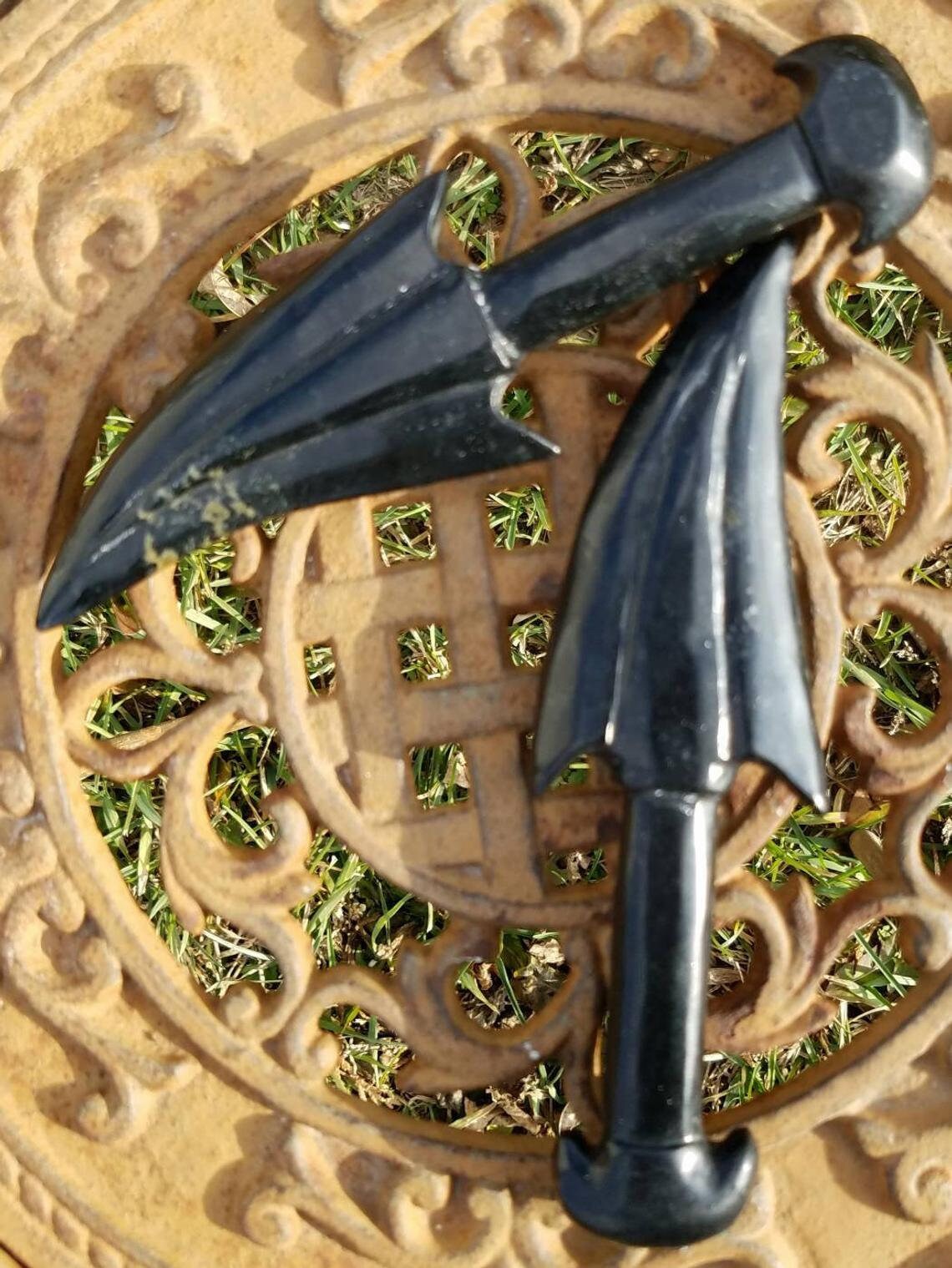 Black Stone Athame Dagger Knife Crystal Ceremony Altar Scrying - Etsy