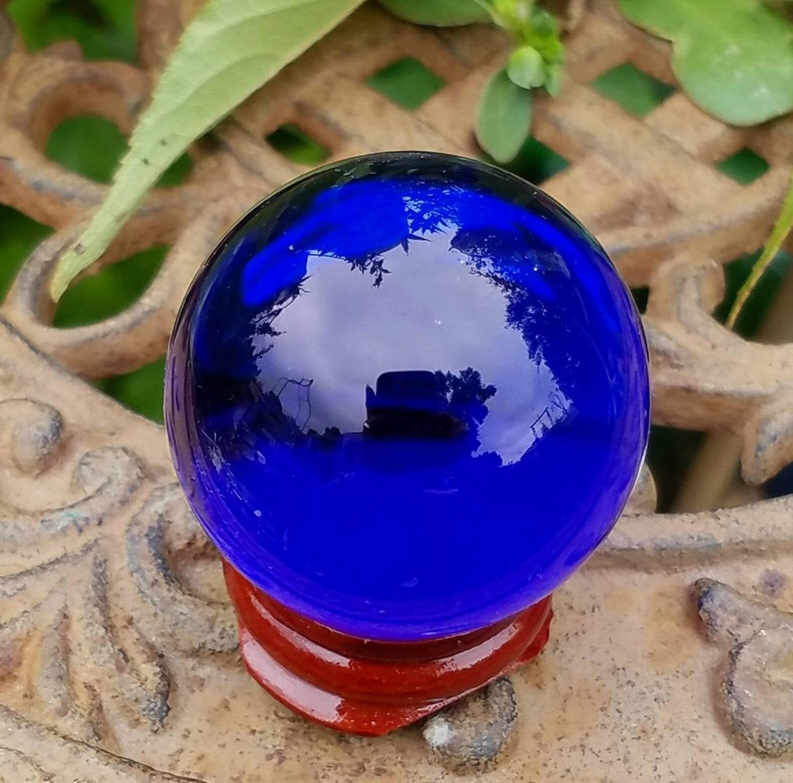 Cobalt Blue Glass Crystal Ball Stand 40mm Divination Gazing - Etsy