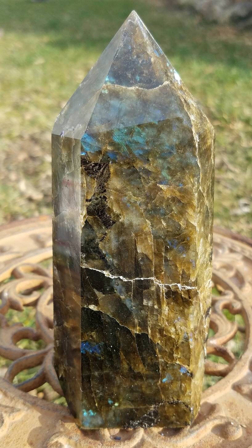 Large Flash Labradorite Tower Stone Crystal Lab Obelisk Witch - Etsy