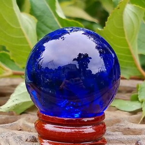 Cobalt Blue Glass Crystal Ball Stand 40mm Divination Gazing Sphere ...