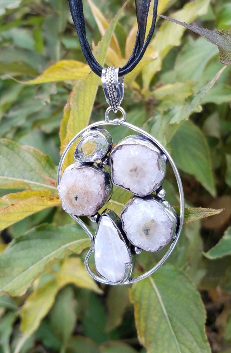 Solar Quartz Stalactite Topaz Biwa Pearl Gemstone Necklace - Etsy