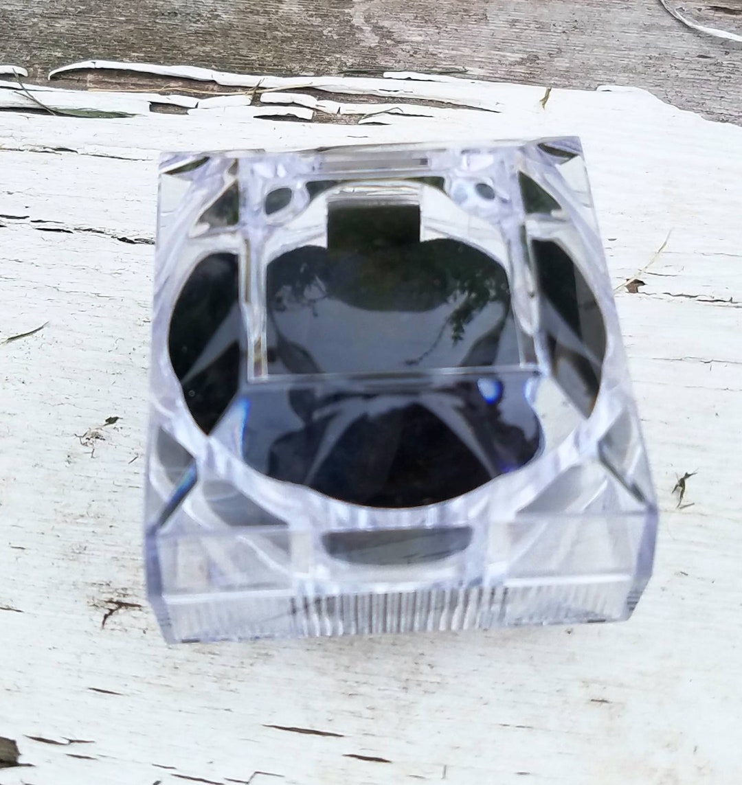 Acrylic Ring Box Black Velvet Crystal Cut Clear Ring Box Gift - Etsy
