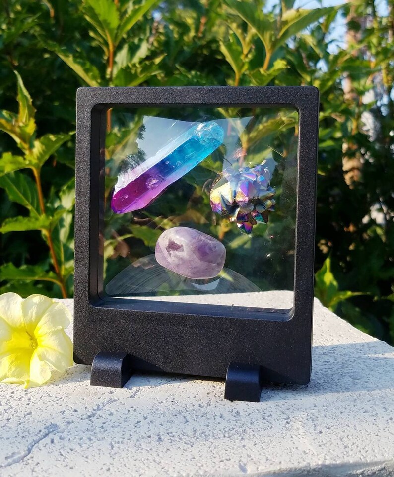 Unique 3D Gem and Crystal Floating Suspension Frame Display - Etsy