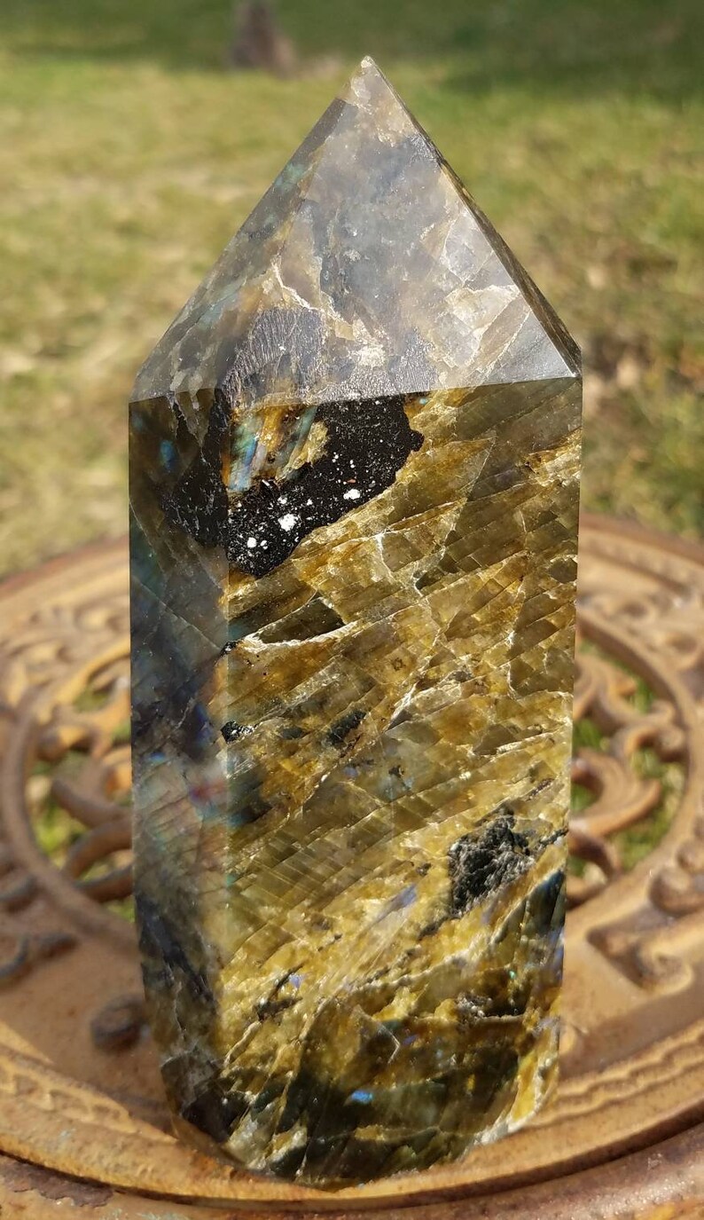 Large Flash Labradorite Tower Stone Crystal Lab Obelisk Witch | Etsy