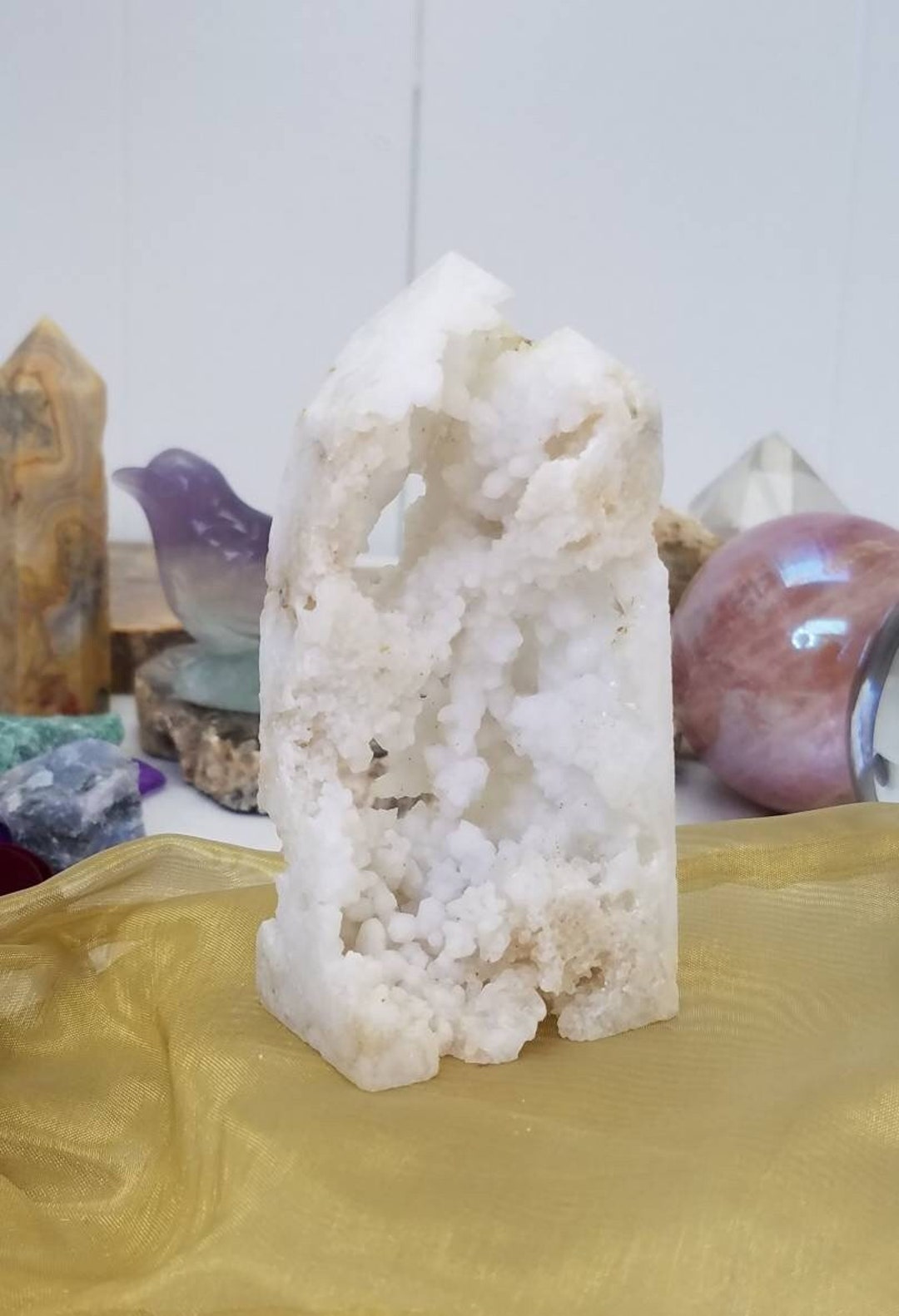 White Apophyllite Tower Cluster Raw Gemstone Rough From India Specimen ...