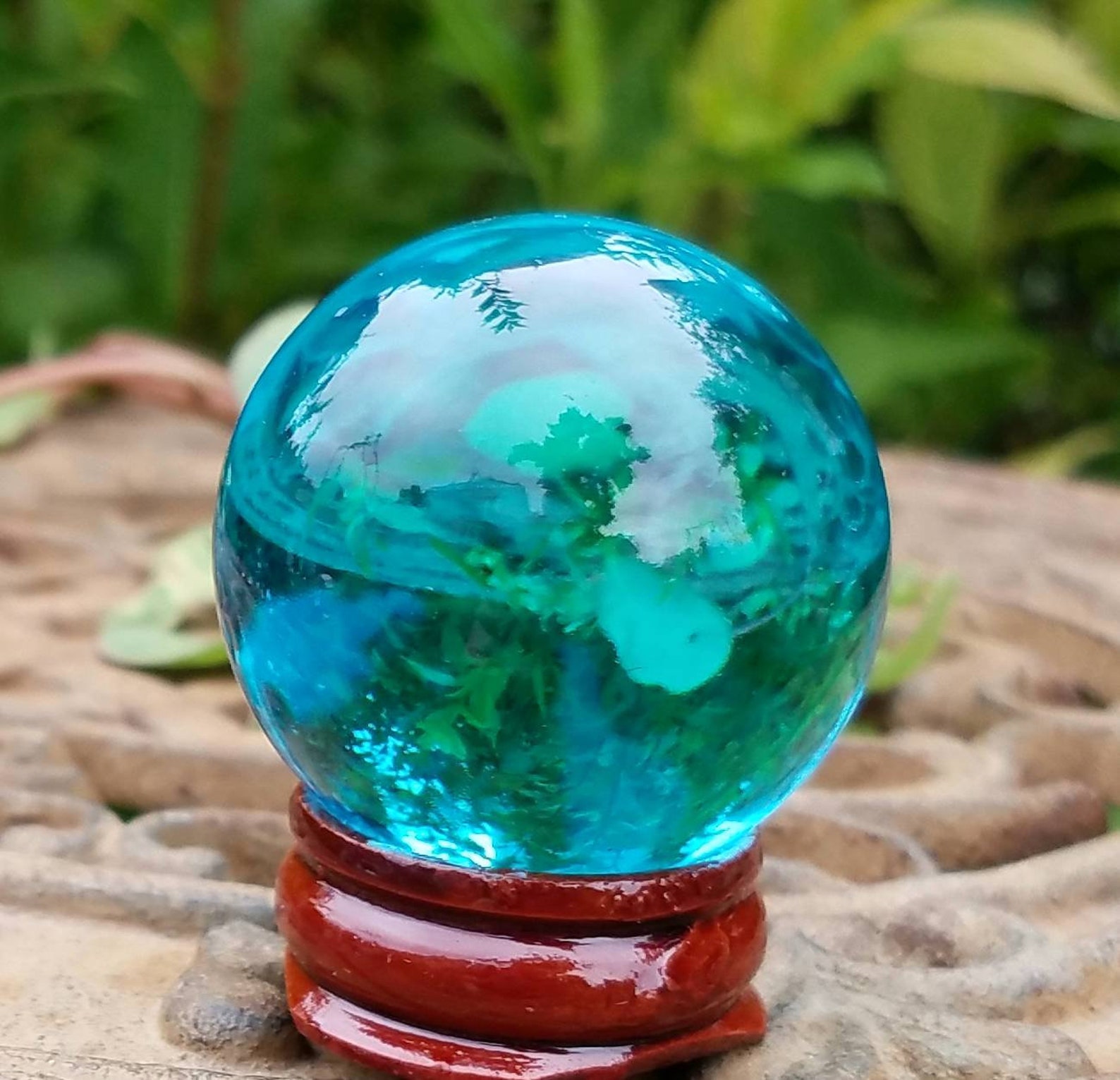 Ocean Blue Glass Crystal Ball Stand 40mm Divination Gazing | Etsy