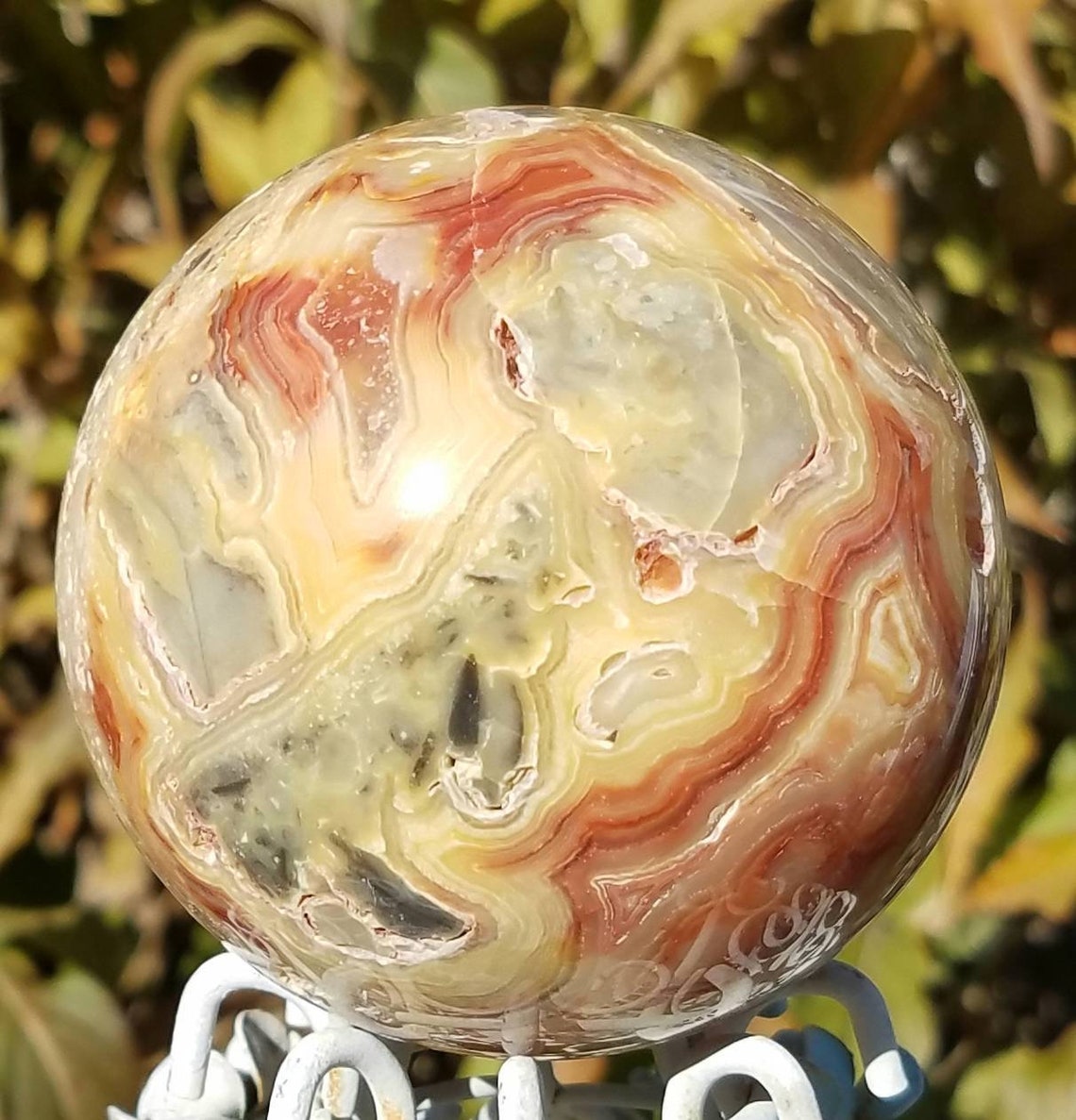 Mystical Crazy Lace Agate Crystal Sphere Ball Geode Vug Orb - Etsy