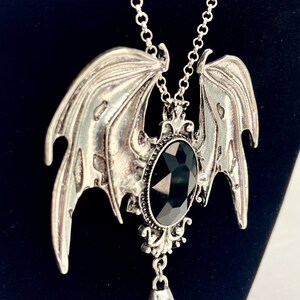 Large Gothic Bat Necklace Silver Pagan Wicca Witch Charm Pendant ...
