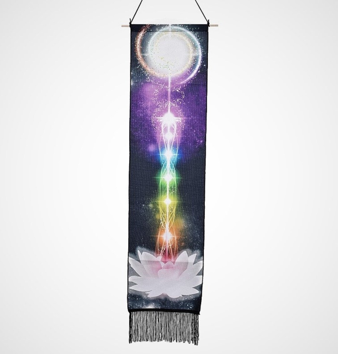 Seven Chakra Tapestry Wall Hanging Vertical Tapestry Tassel Fringe Yoga ...