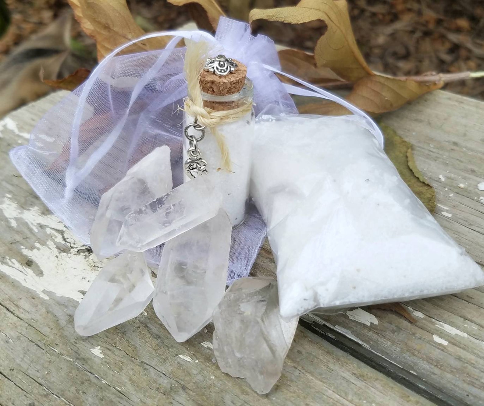 White Cauldron Ritual Sand Bottle Gift Set 4oz Ritual Crystal | Etsy