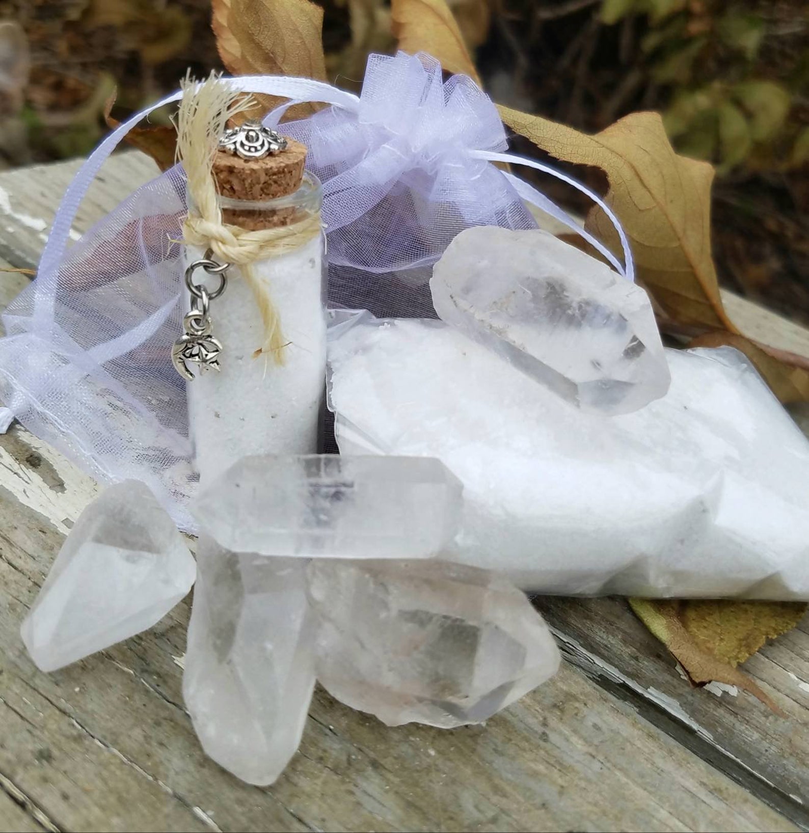 White Cauldron Ritual Sand Bottle Gift Set 4oz Ritual Crystal - Etsy