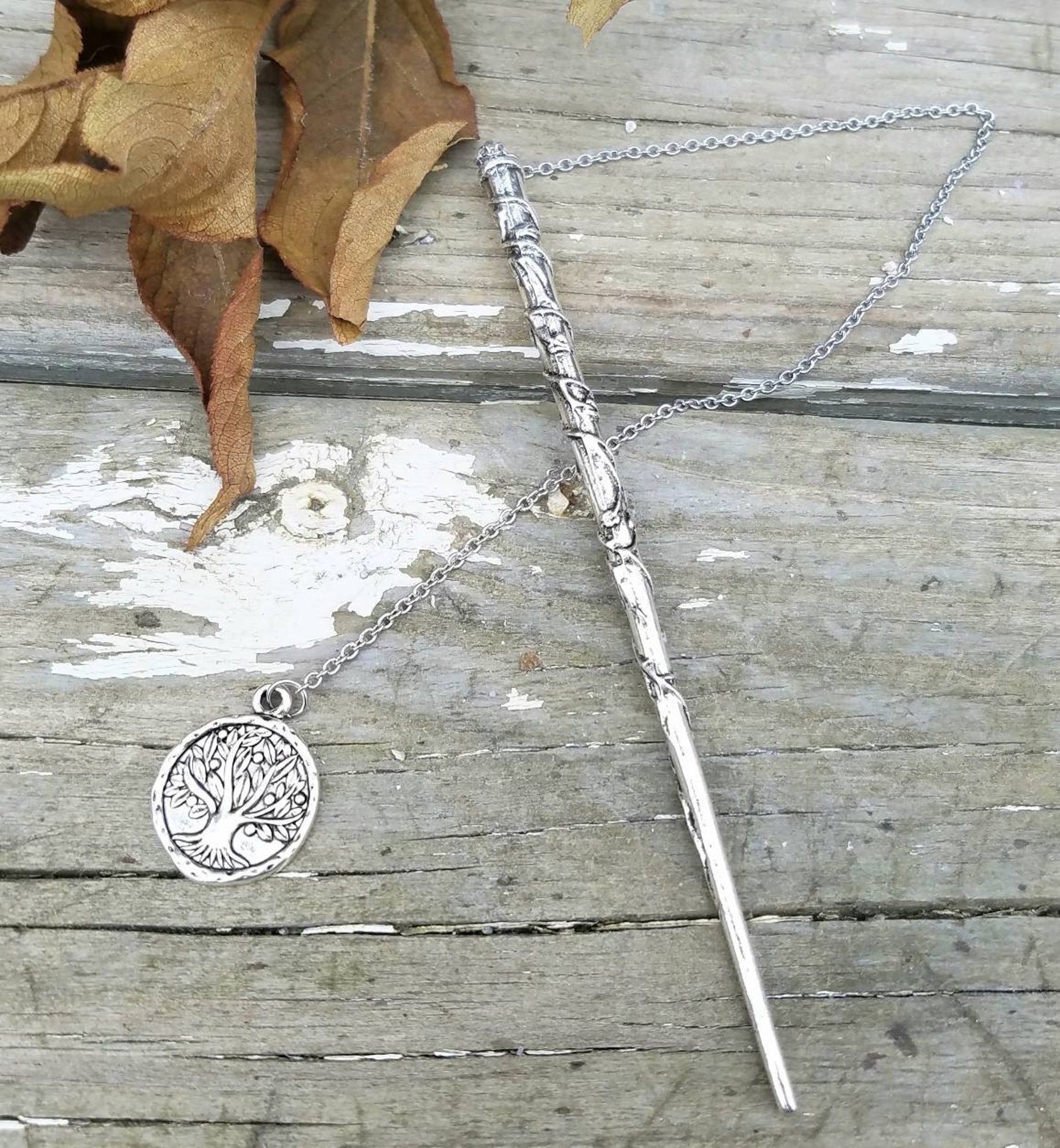 Silver Magical Enchanted Pendulum Tree of Life Wand Dowsing | Etsy