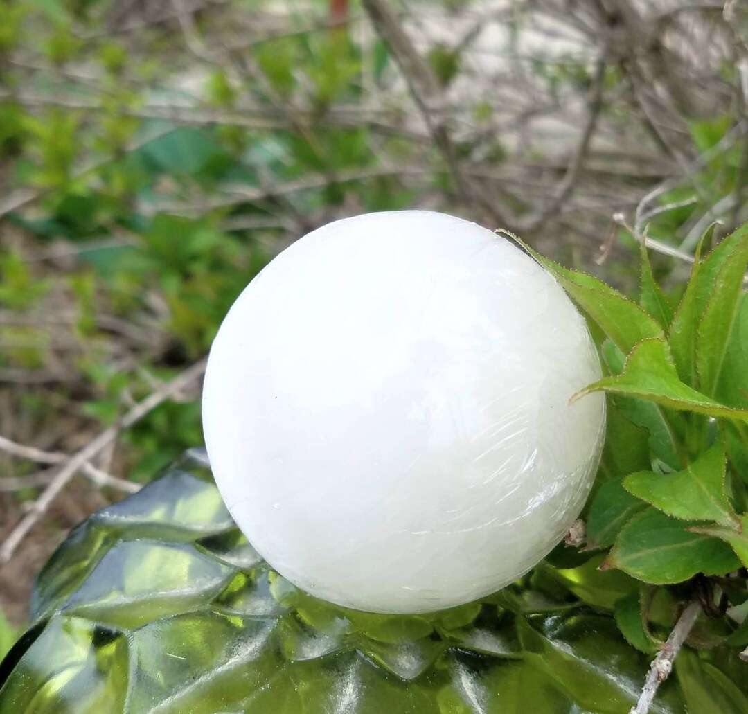 Selenite Sphere Crystal Ball 50mm 65mm Cats Eye Moon Crystal Healing ...