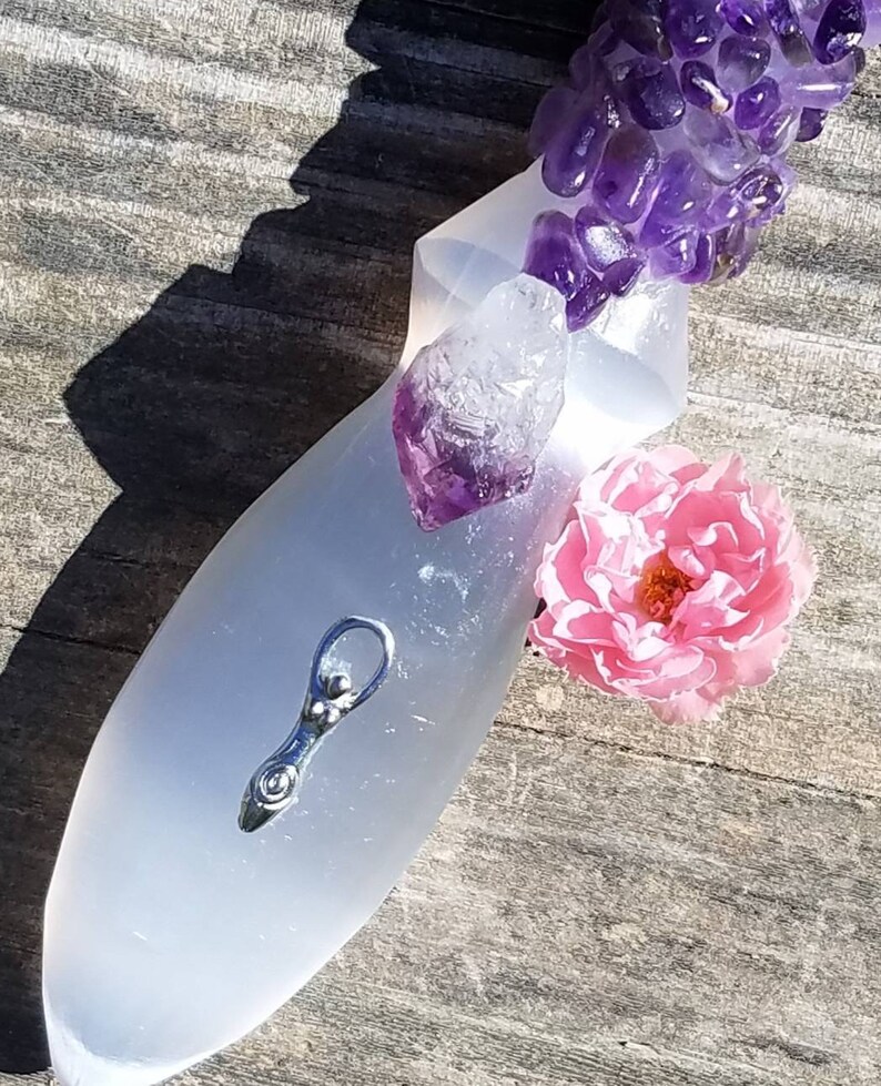 Athame Knife Hand Made Amethyst Selenite Terahertz Dagger - Etsy