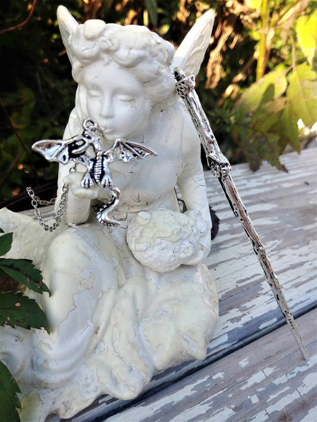 Silver Magical Enchanted Pendulum Dragon Spirit Guardian Wand Dowsing ...