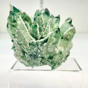Large Green Quartz Crystal Cluster Ghost Phantom Rare W/stand Mineral ...
