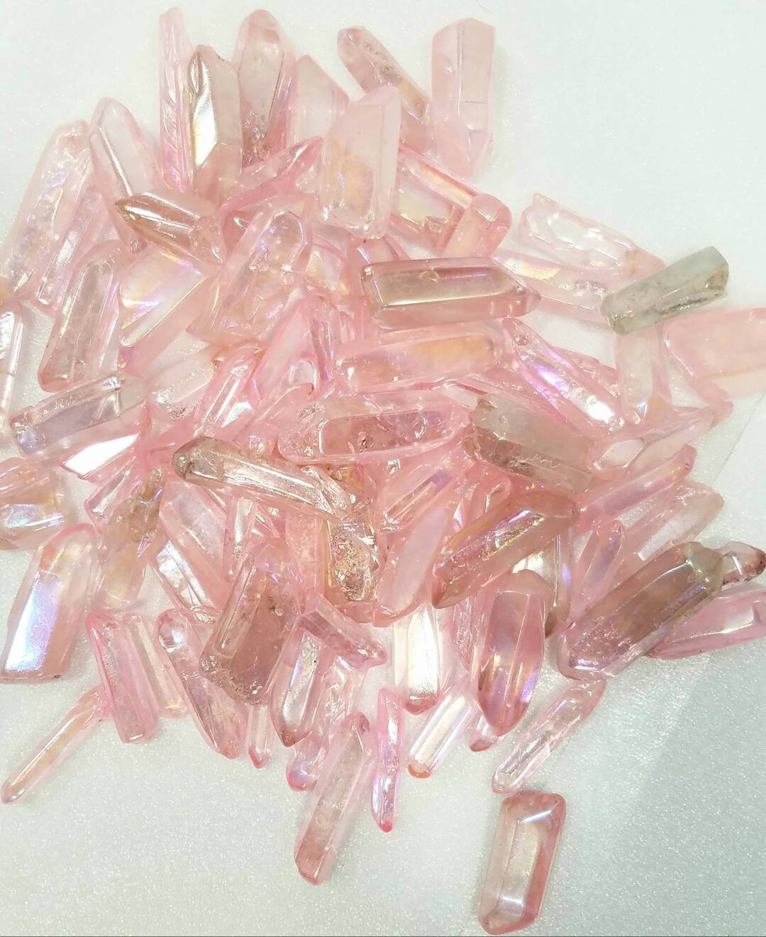 Pink Angel Aura Quartz Pendant Bead No Hole Point Rainbow Flame Wire ...
