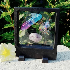 Unique 3D Gem and Crystal Floating Suspension Frame Display - Etsy