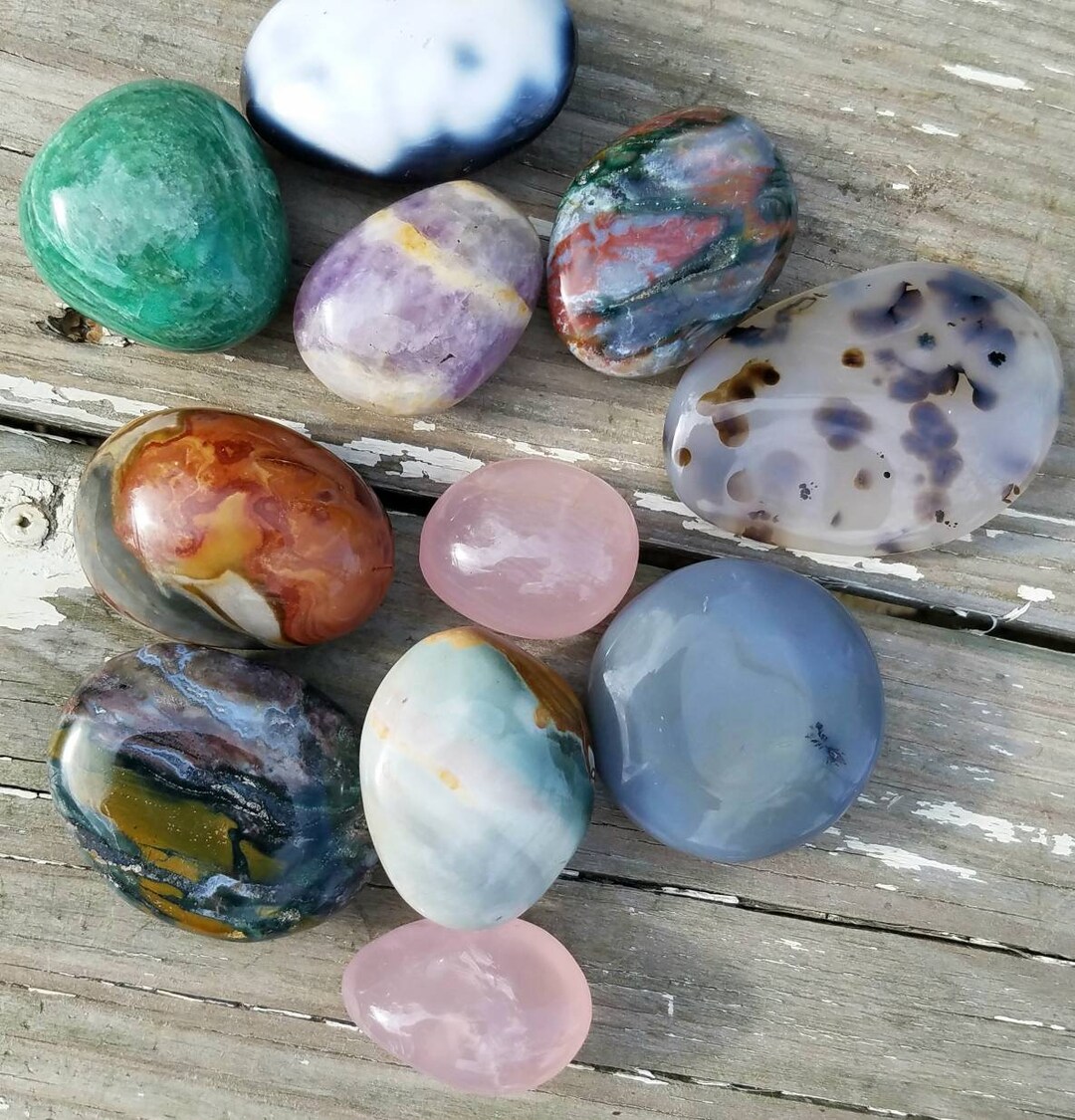 VALUE 9 Stone Mixed Palm Stone Madagascar Quartz Jasper Fluorite ...