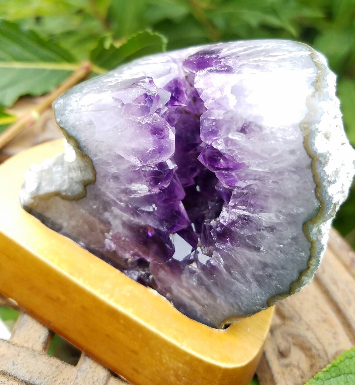 Purple Amethyst Vug Crystal Cluster Polished Custom Made Wood - Etsy