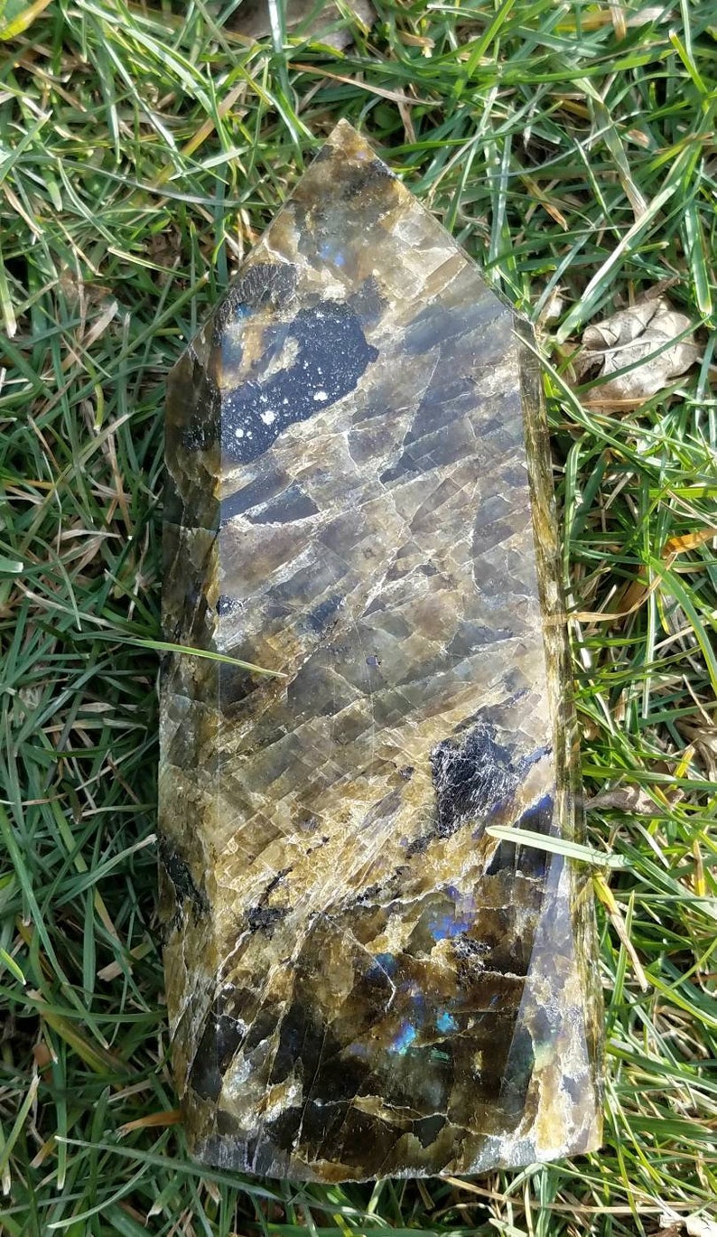 Large Flash Labradorite Tower Stone Crystal Lab Obelisk Witch | Etsy