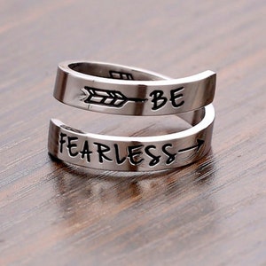 Be Fearless Arrow Stainless Steel Silver Ring Goddess Metal of ...