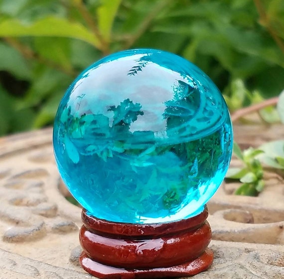 Ocean Blue Glass Crystal Ball Stand 40mm Divination Gazing | Etsy