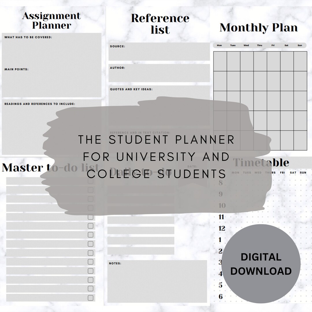 Digital Student Planner | University | College | Undated | Referencing ...