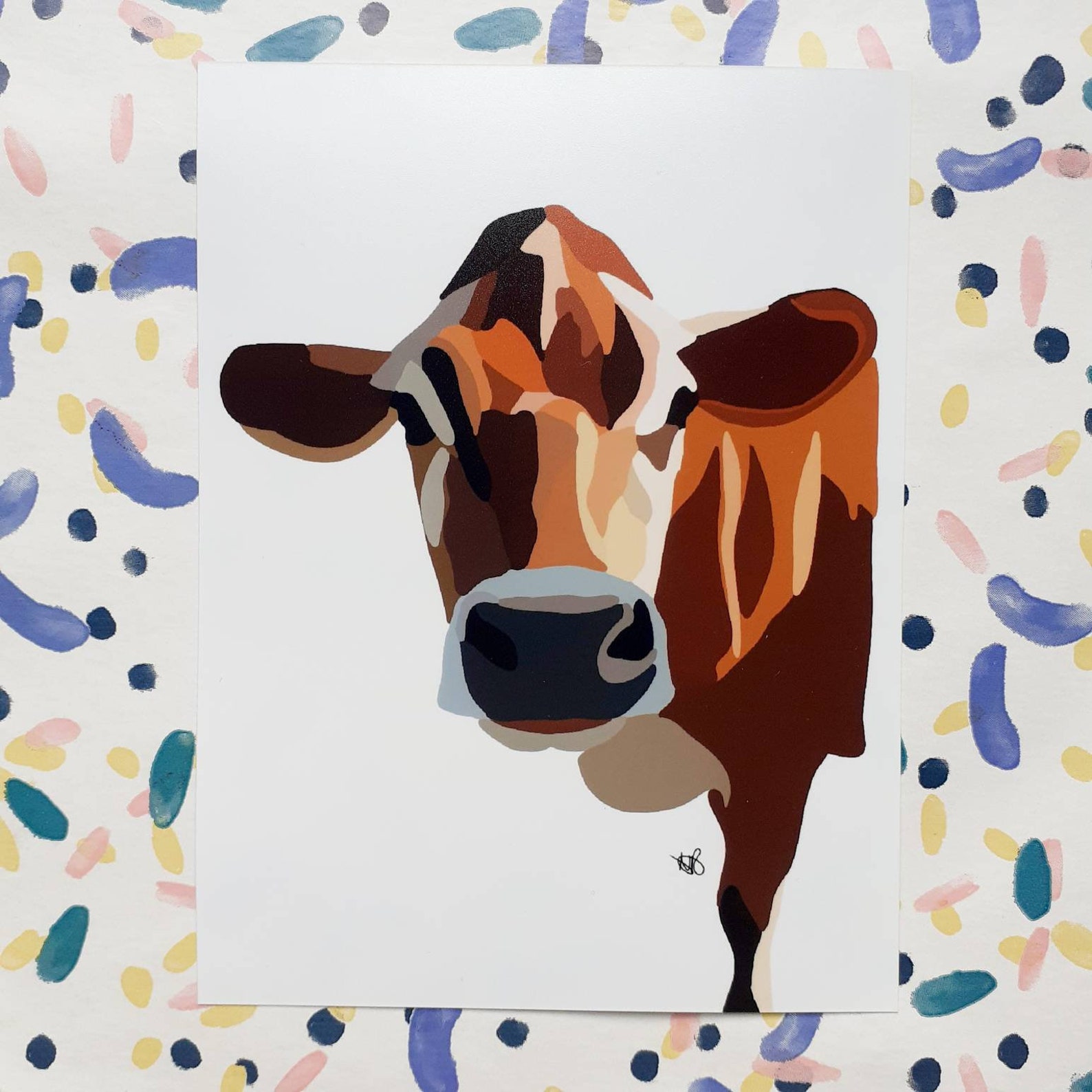 6x4 Digital Cow Art Print Print Cow Digital Art Minimalist Simple ...