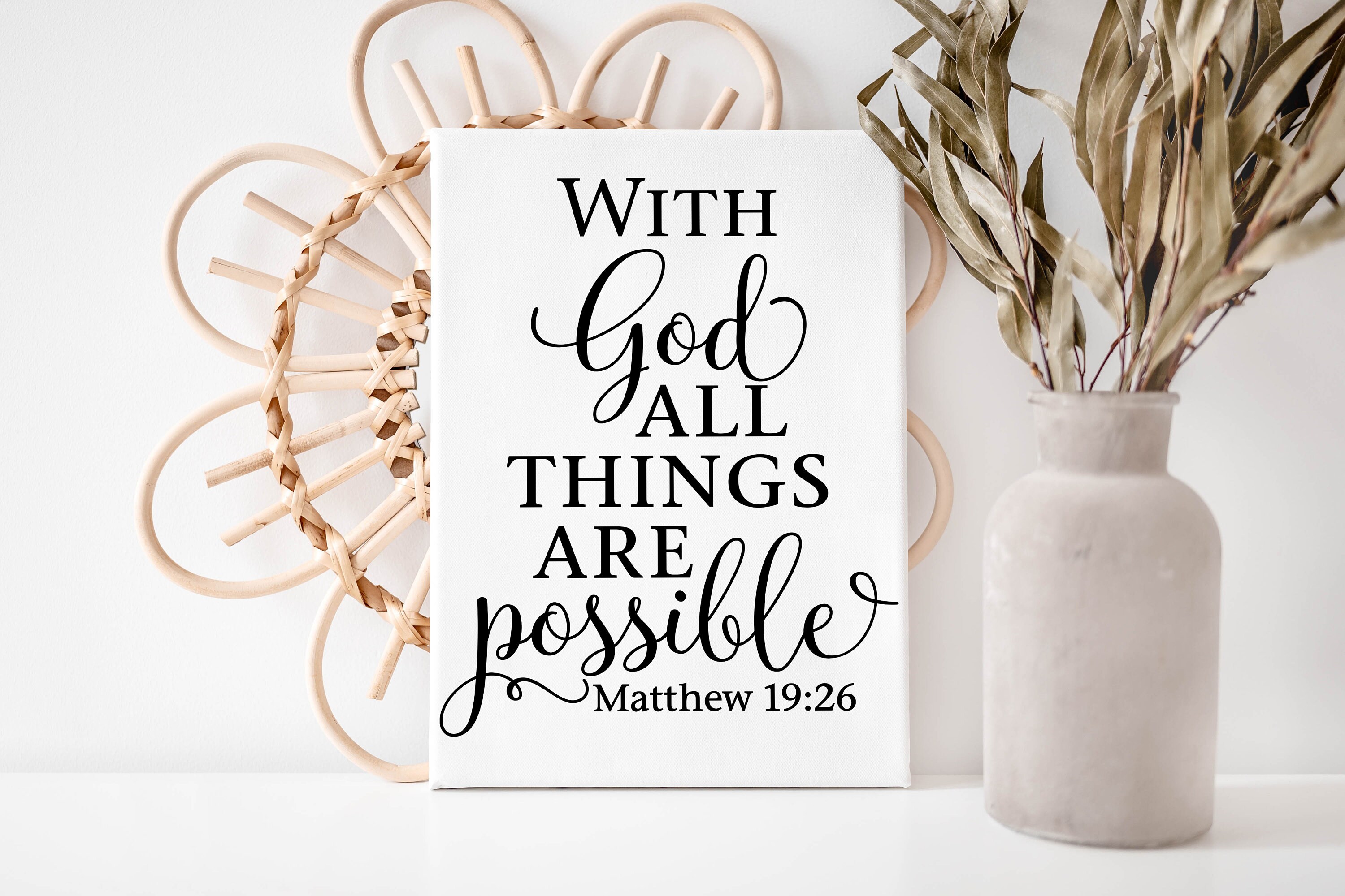 With God All Things Are Possible Matthew 19:26 Canvas Wrap - Etsy