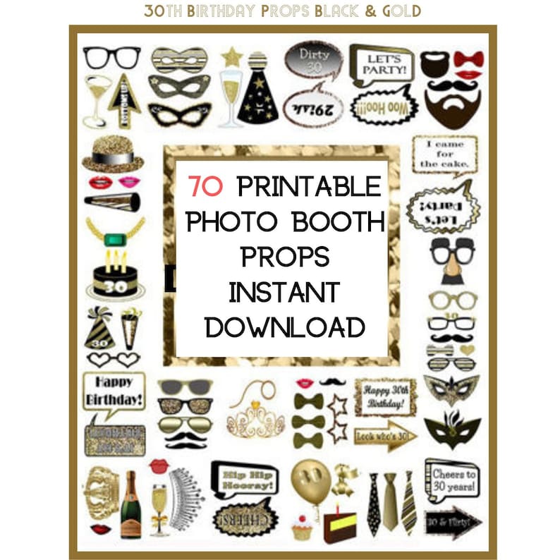 30th Birthday Photo Booth Props DIY / Thirtieth Birthday Party ...