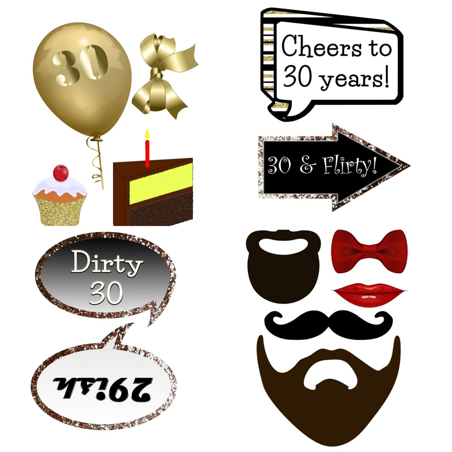 30th Birthday Photo Booth Props DIY / Thirtieth Birthday Party ...