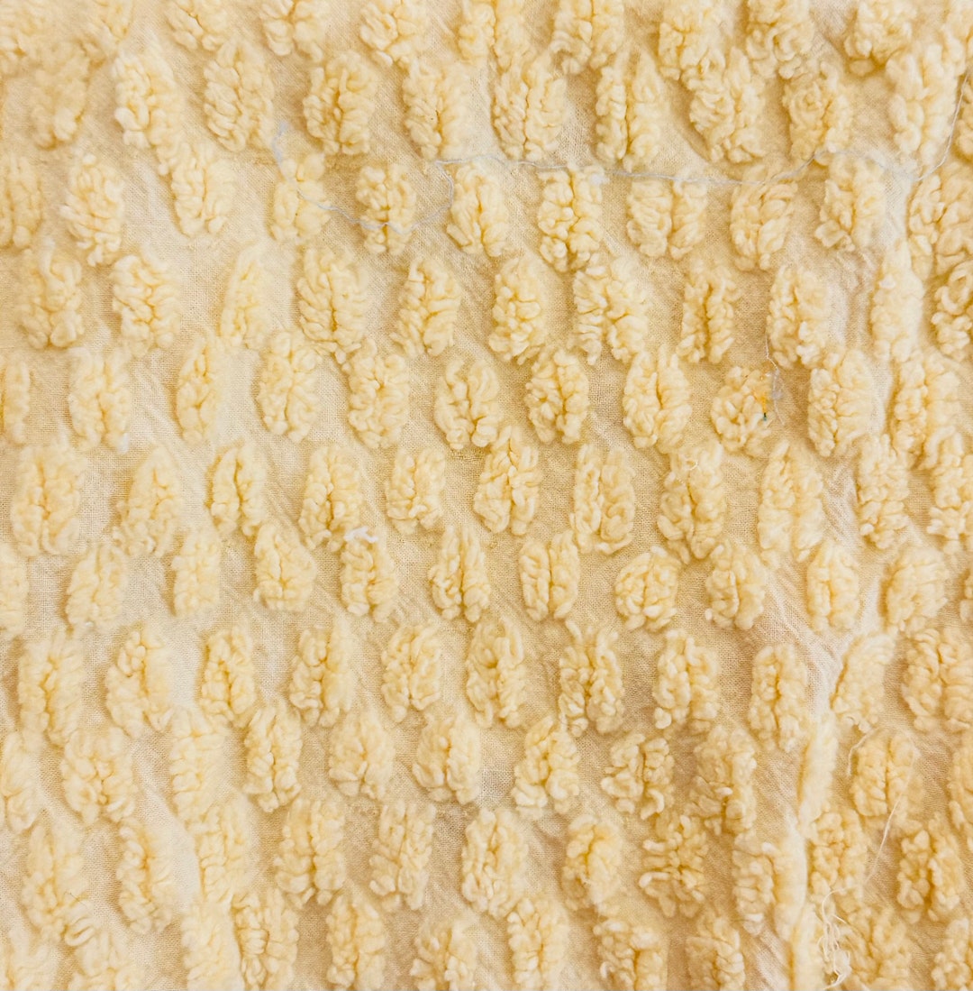 Yellow Chenille Fabric, Kids Decor Yellow Chenille Vintage Fabric ...